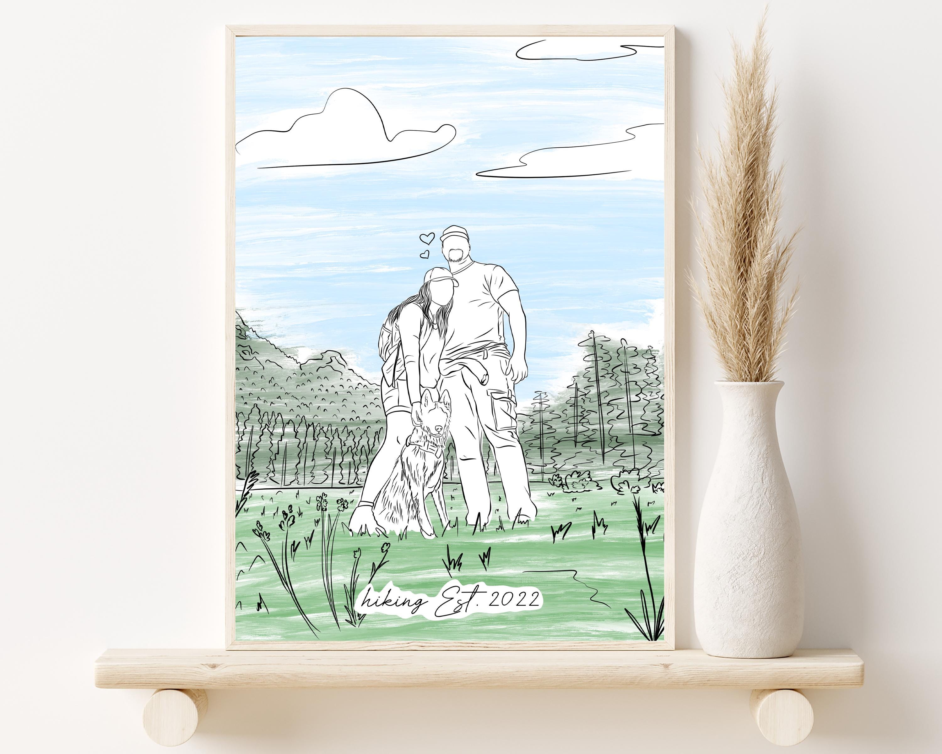 Custom Line Art Portrait: Anniversary Gift for Him, Drawing From Photo ...