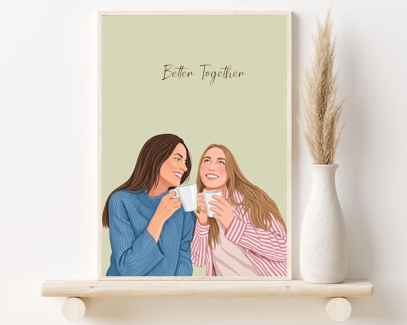 Custom Illustration: Friend Portrait, Portrait From Photo, Hand Drawing ...