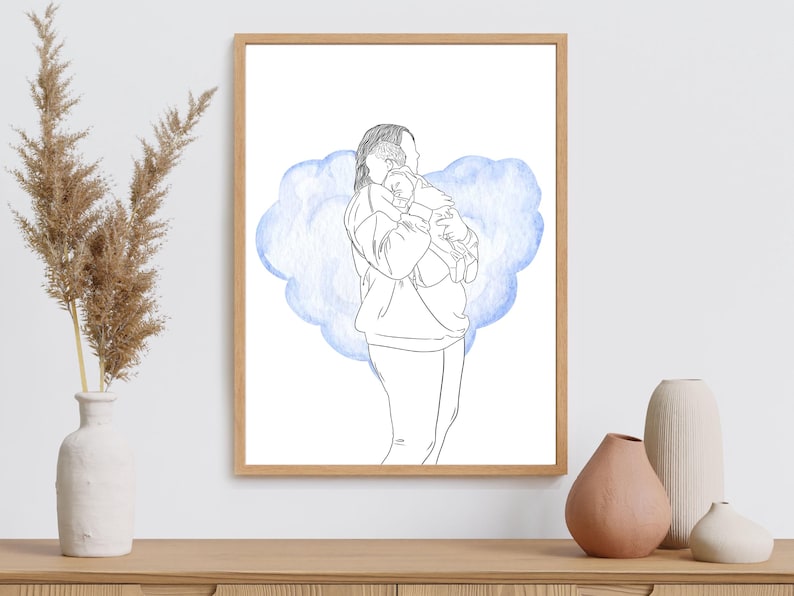 Custom Family Line Art: Personalized Gift for Dad, Expecting Mom Gift ...