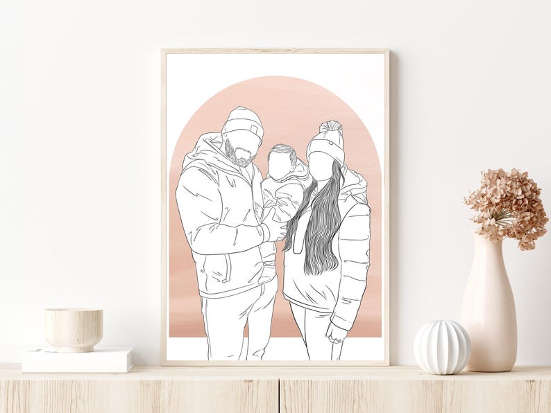 Custom Family Line Art: Personalized Gift for Dad, Expecting Mom Gift ...