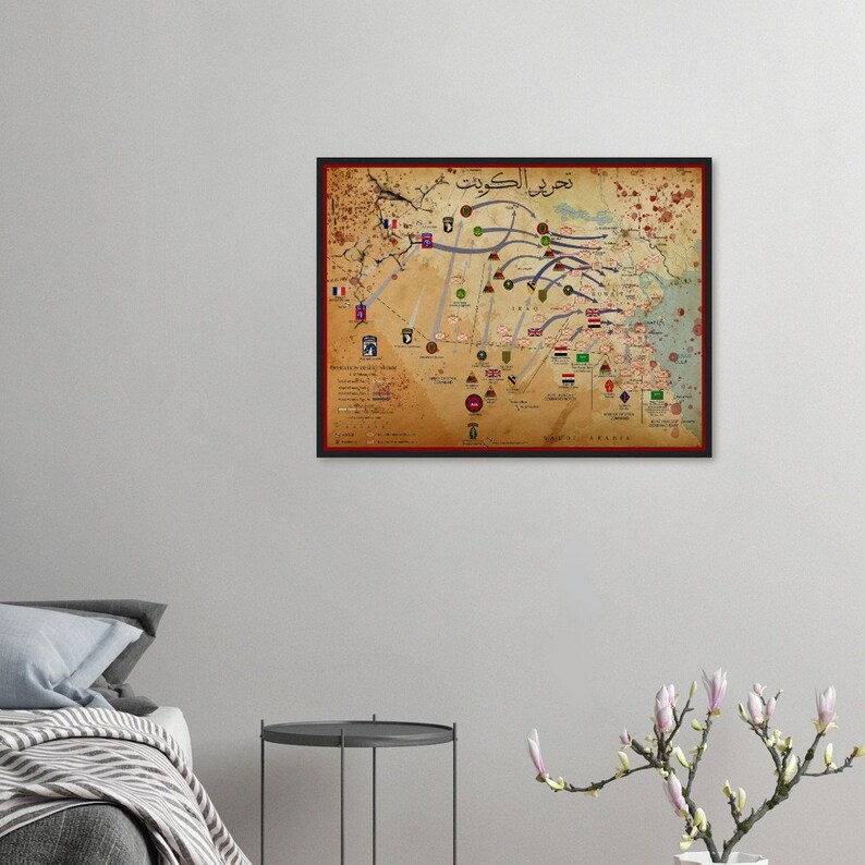 Mapa de la tormenta del desierto Póster enmarcado de madera de papel ...