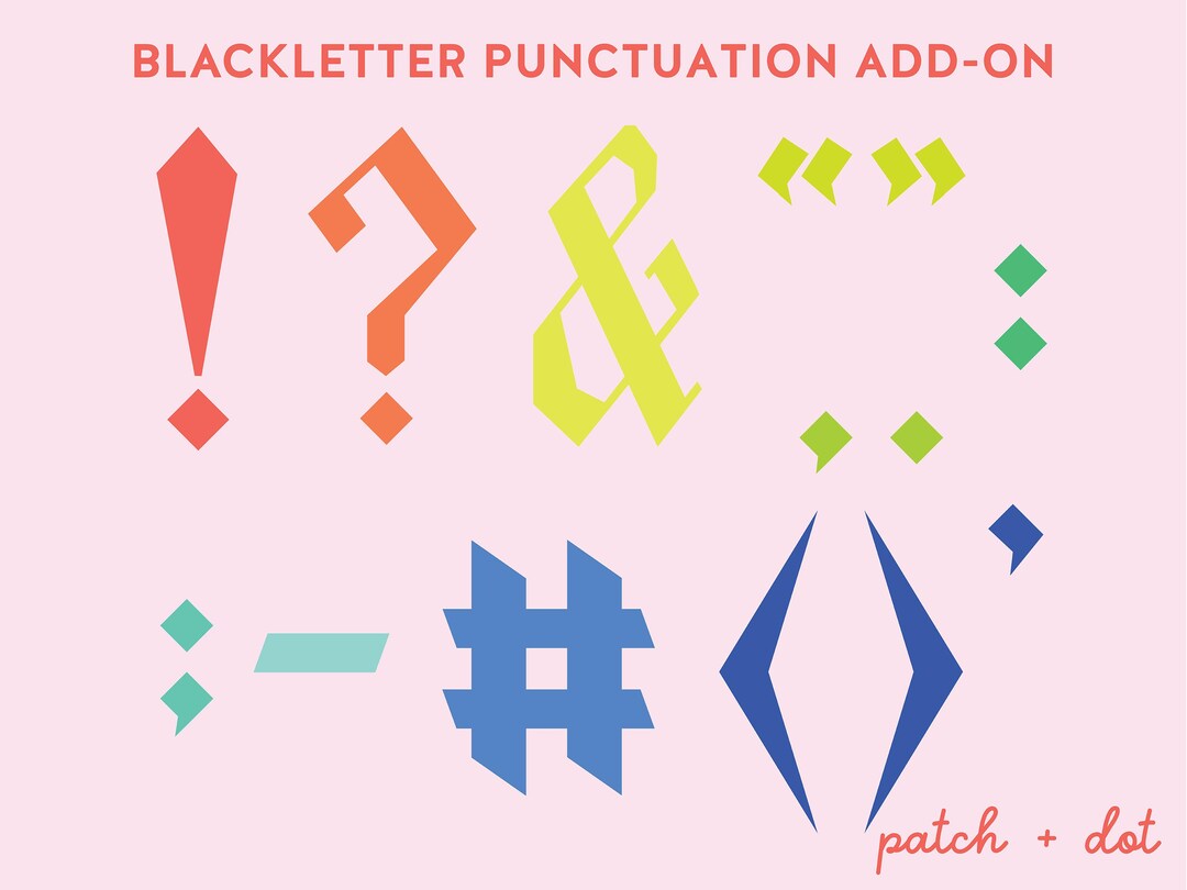 Punctuation Quilt Blocks - Blackletter Alphabet Add-on - PDF - Etsy
