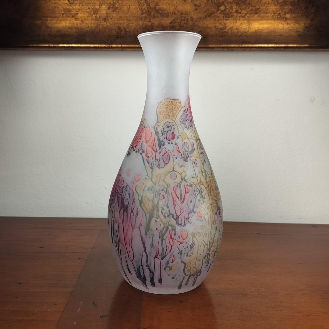 Hand Painted Rueven Art Glass Vase - Etsy
