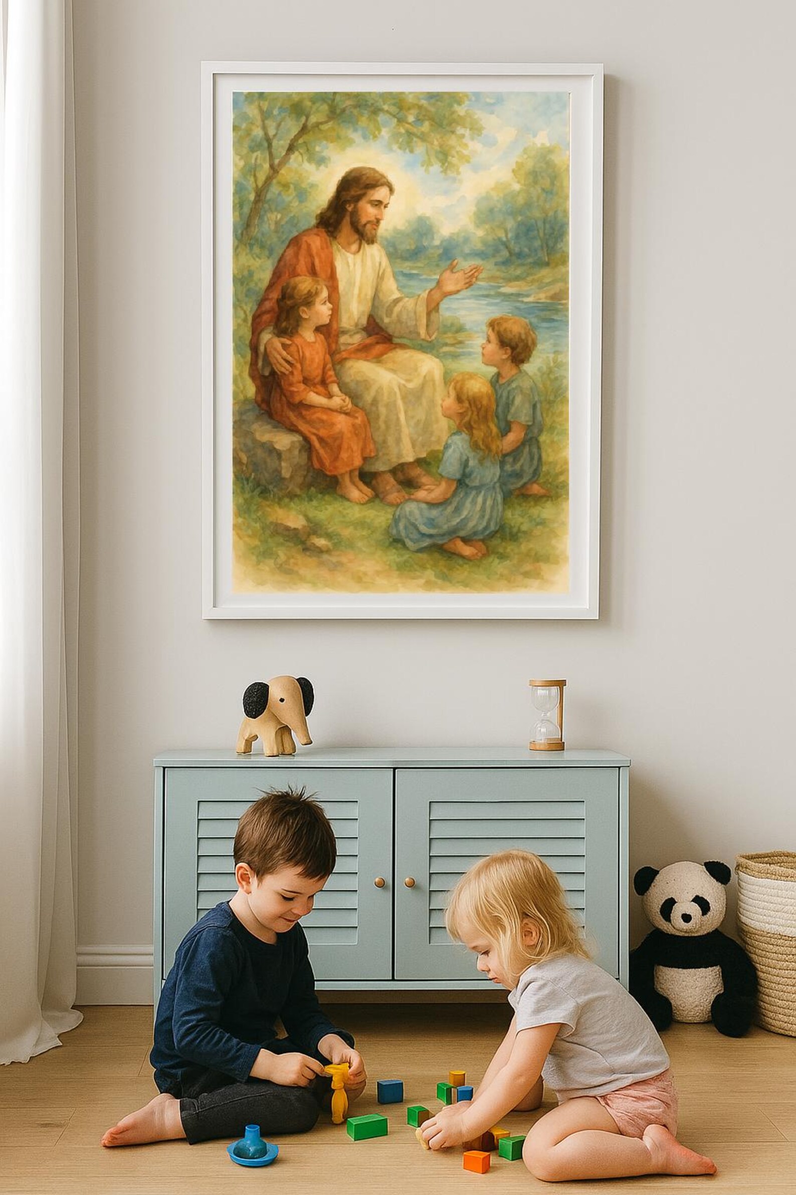 Jesus With Children Wall Art – Christian Nursery Printable | Bible ...