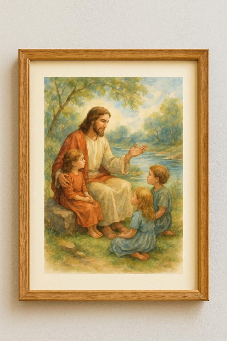 Jesus With Children Wall Art – Christian Nursery Printable | Bible ...