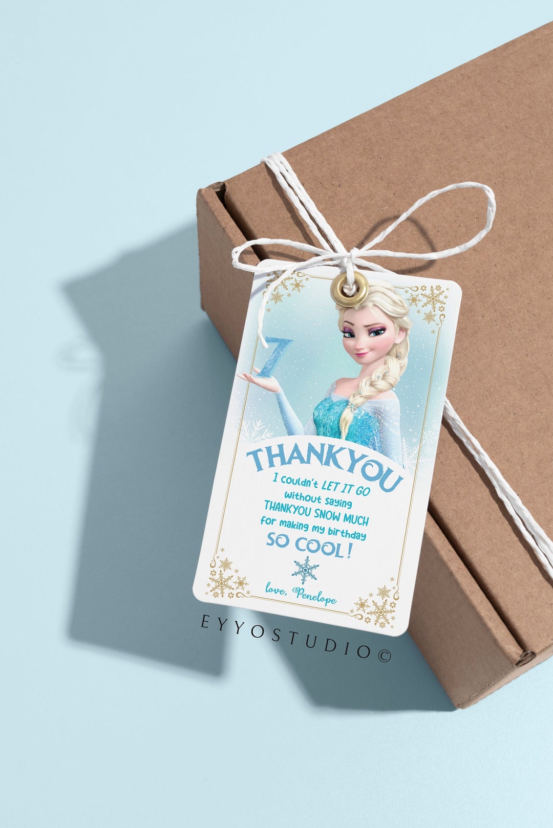Editable Sparkle White Gold Princess Elsa Birthday Thankyou Card Soft ...