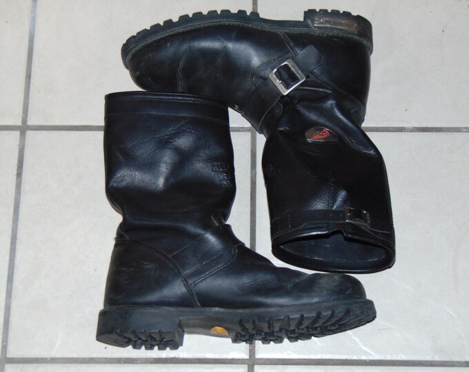 Red Wing Engineer 970 Motorcycle Boots Black Leather Biker Mens Size 11 ...