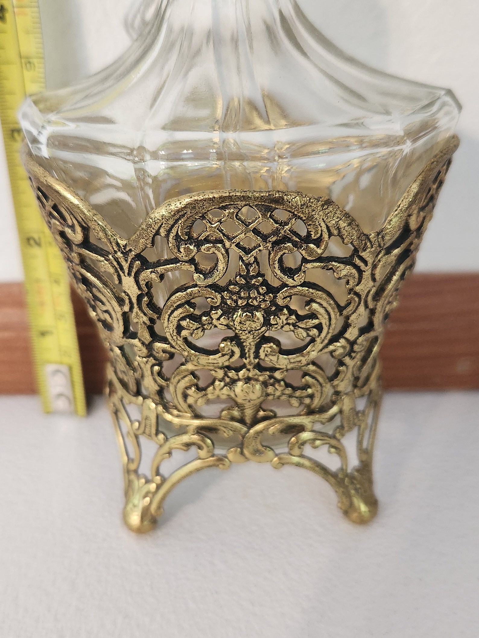 Vintage Gold Filigree Hollywood Regency Perfume Bottle W/ Crystal ...
