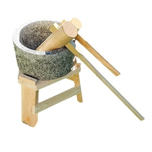 Mochi-pounding Kit With Stone Mortar, Pestles Sticky Rice Manual Omochi ...
