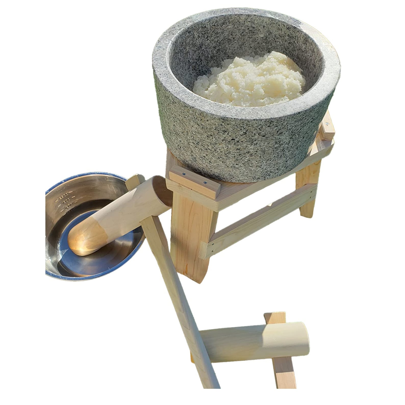 Mochi-pounding Kit With Stone Mortar, Pestles Sticky Rice Manual Omochi ...