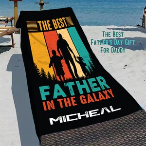 Father's Day Gift, Custom Daddy Beach Towel, Gift for Dad, Personalized ...