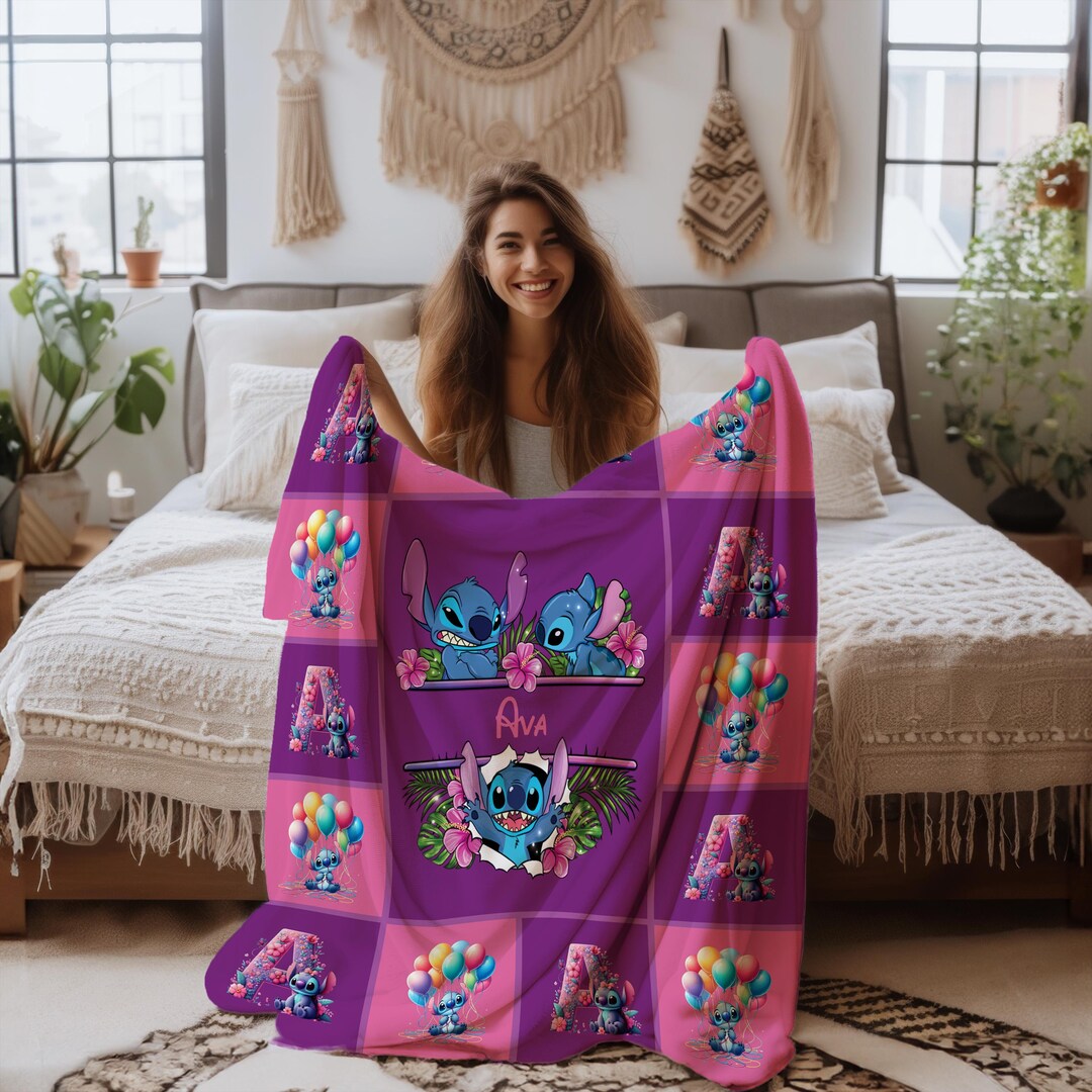 Stitch Blanket, Christmas Gift, Custom Name Blanket, Disney Trip ...