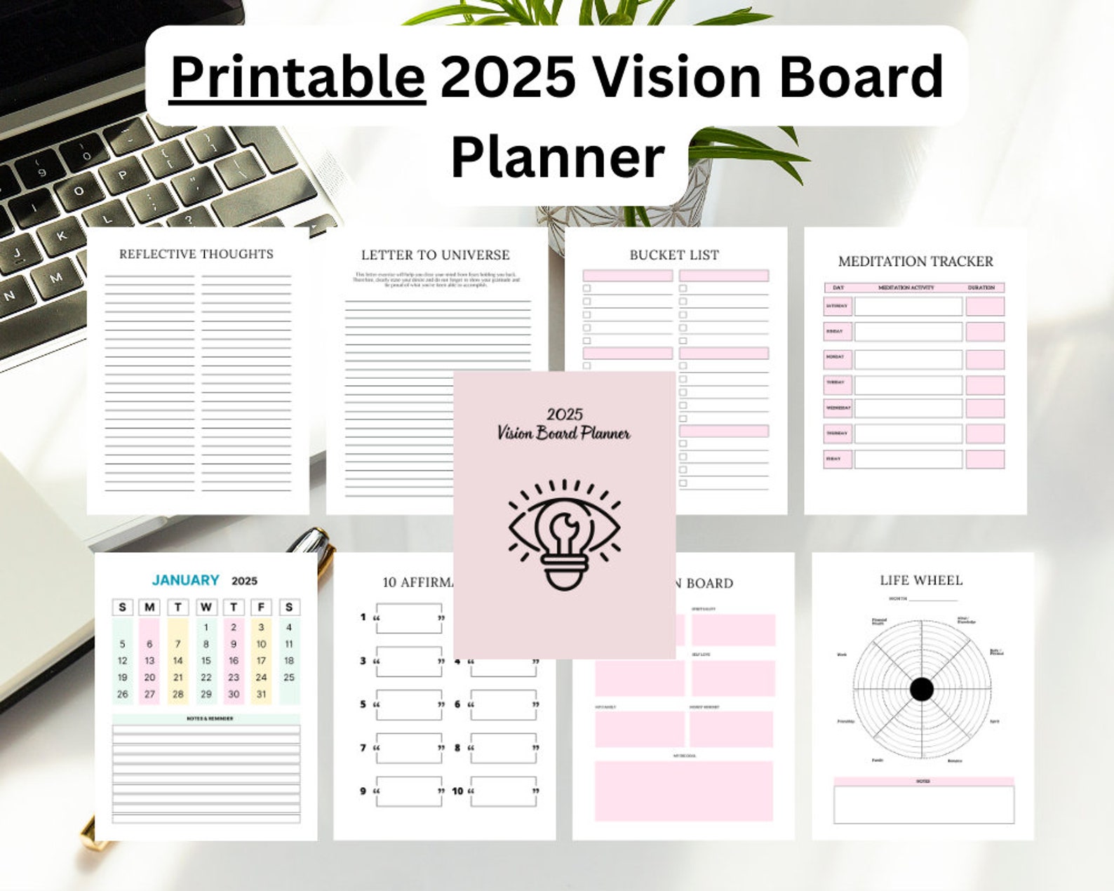 2025 Vision Board Planner, Vision Board, Digital Vision Board, Vision ...