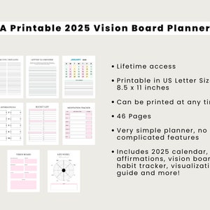 2025 Vision Board Planner, Vision Board, Digital Vision Board, Vision ...