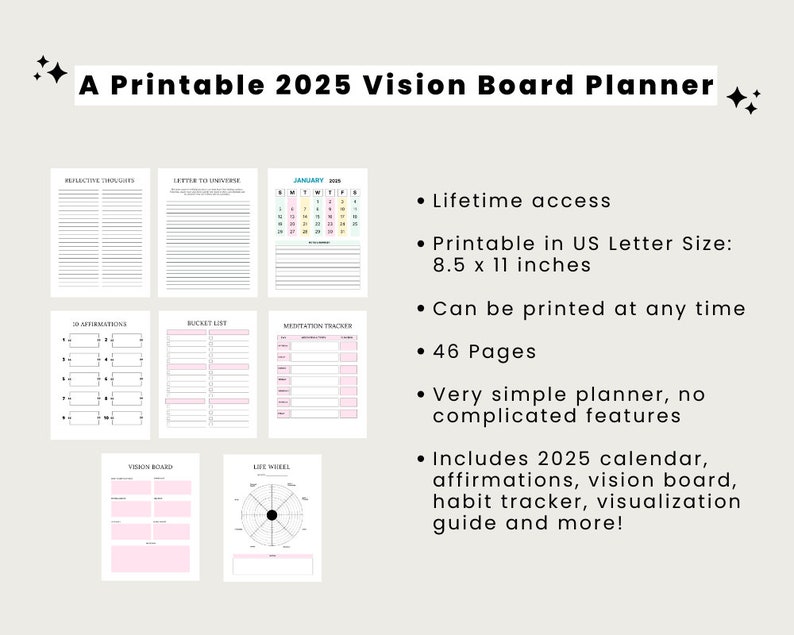 2025 Vision Board Planner, Vision Board, Digital Vision Board, Vision ...