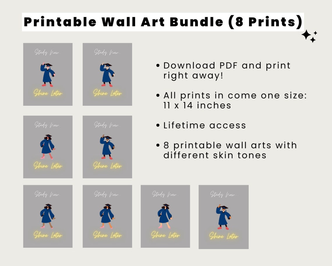 Printable College Wall Art, Motivational Wall Art, Student Wall Art ...