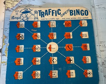 Vintage Regal Games Mfg. Traffic Safety Bingo Car Bingo Game Card set ...