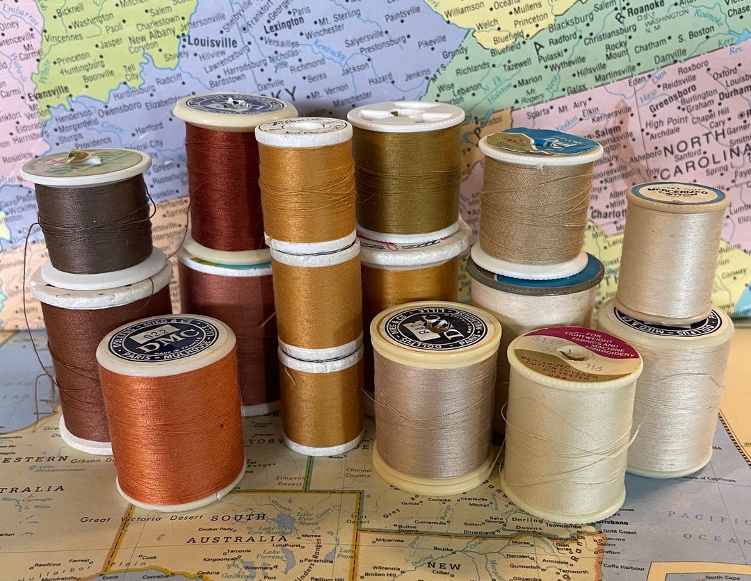 Vintage Tan/beige/brown Spools of Thread Lot of 16 - Etsy