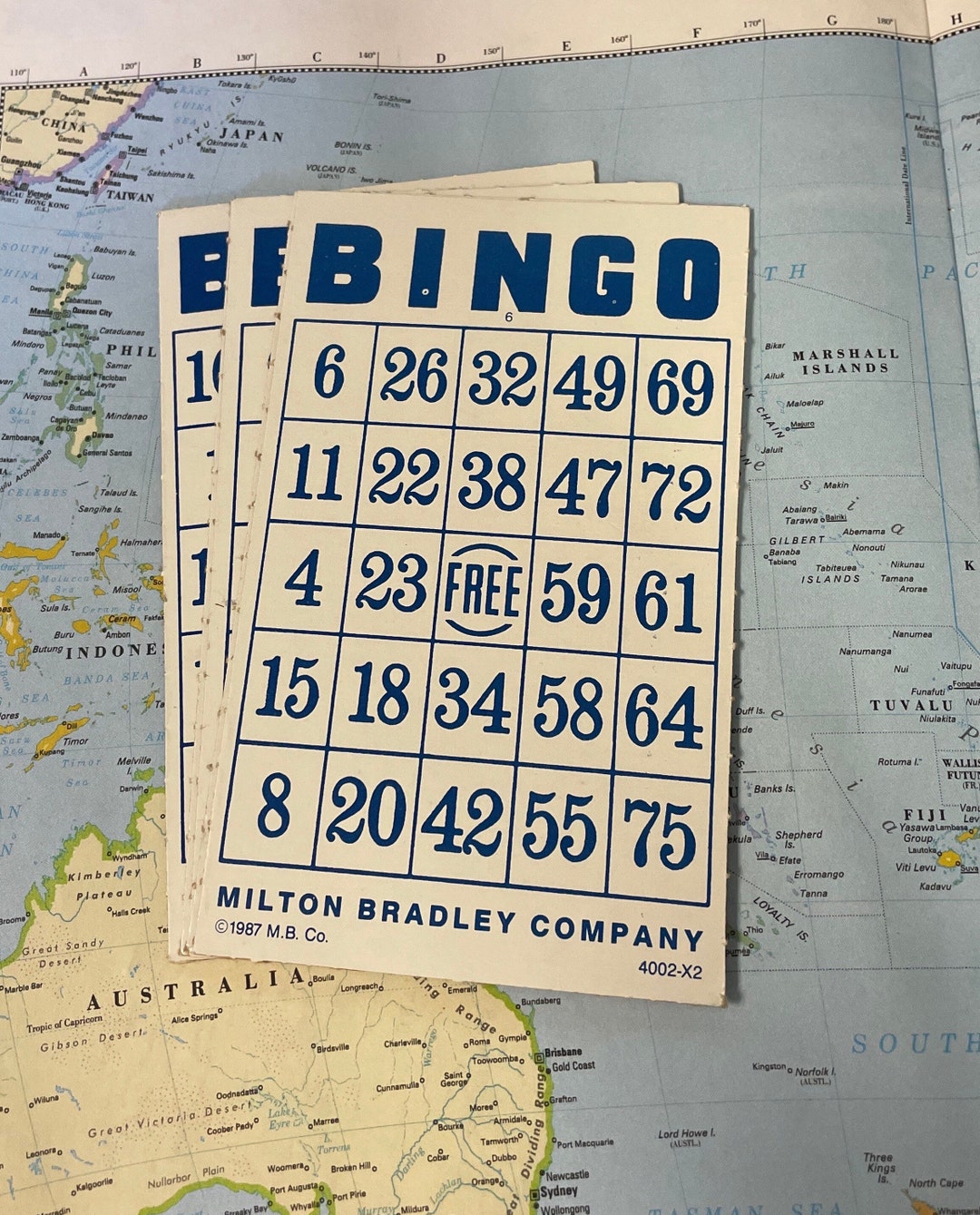 Vintage 1987 White and Blue Bingo Cards- Set of 6 - Etsy
