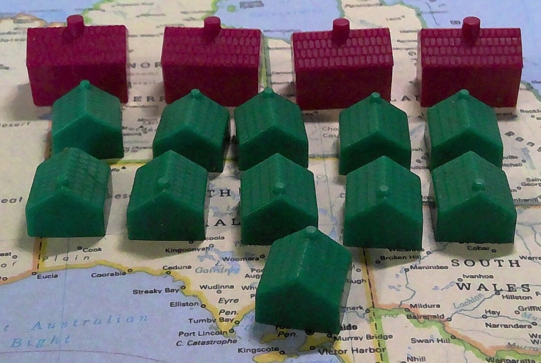 Vintage Monopoly Hotel and House Game Pieces-set of 15, 4 Burgundy ...