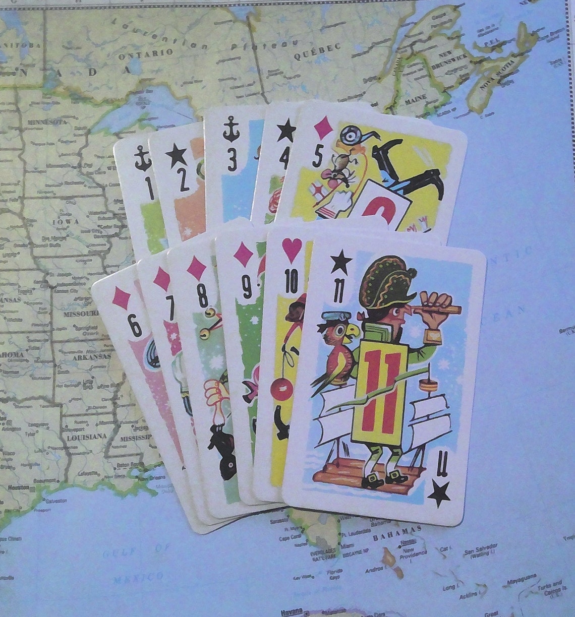 Vintage Whitman Crazy Eight Playing Cards--set of 11 - Etsy