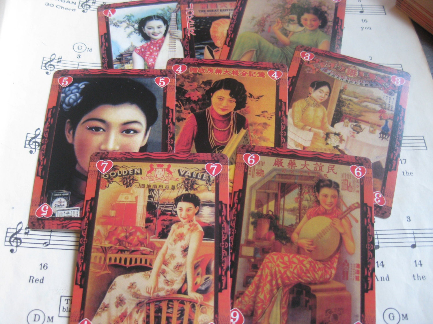 Chinese Calendar Image Playing Cards- Set of 11 - Etsy