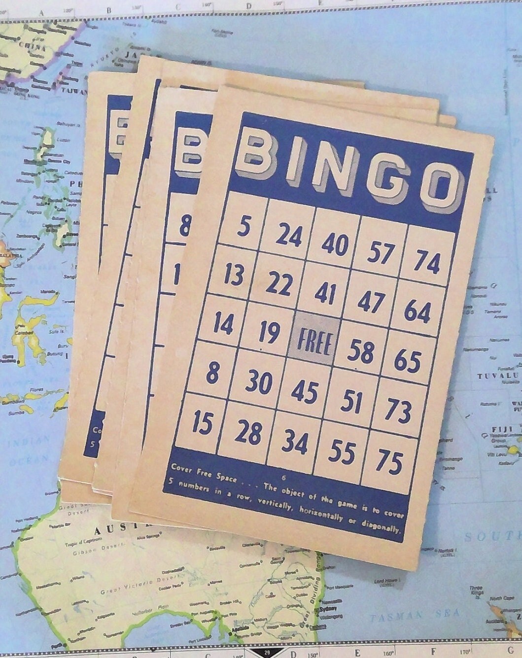 Vintage White and Blue Bingo Cards- Set of 6 - Etsy