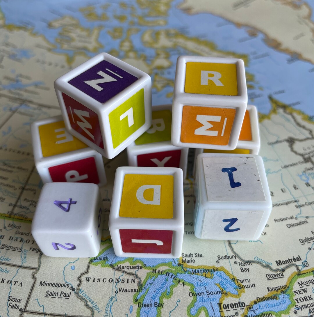 Vintage Letter and Number Cube Game Pieces- Set of 8 - Etsy