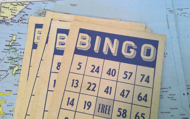 Vintage White and Blue Bingo Cards- Set of 6 - Etsy