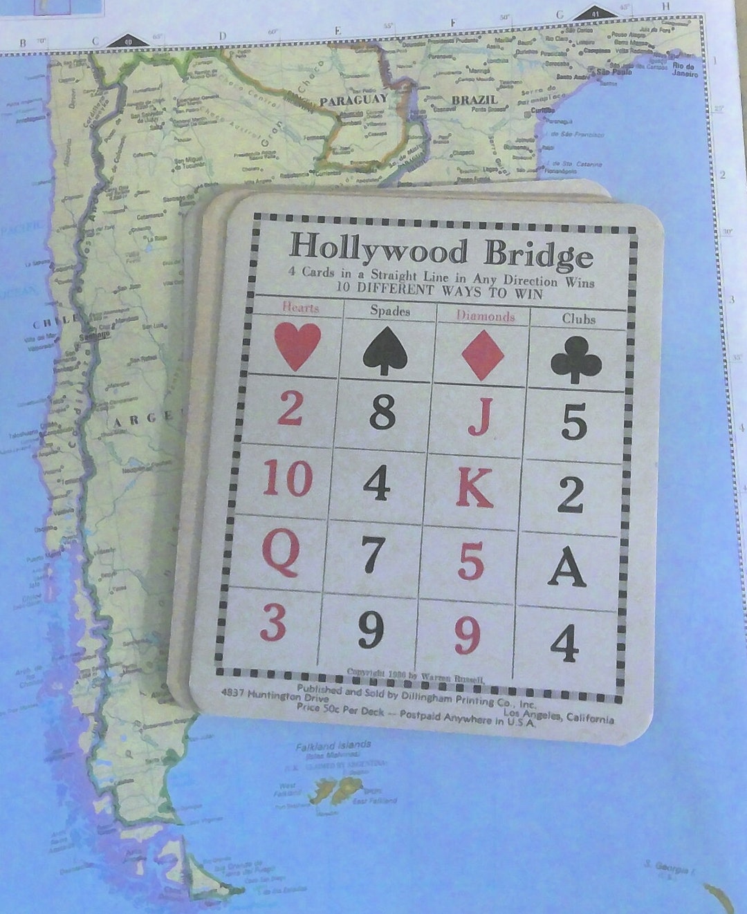 Vintage White, Red and Black Hollywood Bridge Bingo Cards- Set of 5 - Etsy