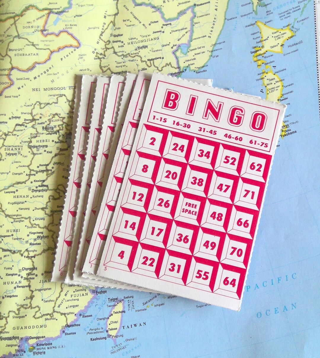 Vintage Red Bingo Cards Set of 7 - Etsy