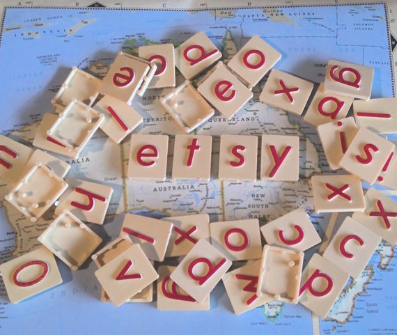 Vintage Lower Case Red Letter Game Piecesrandom Set of 15 | Etsy