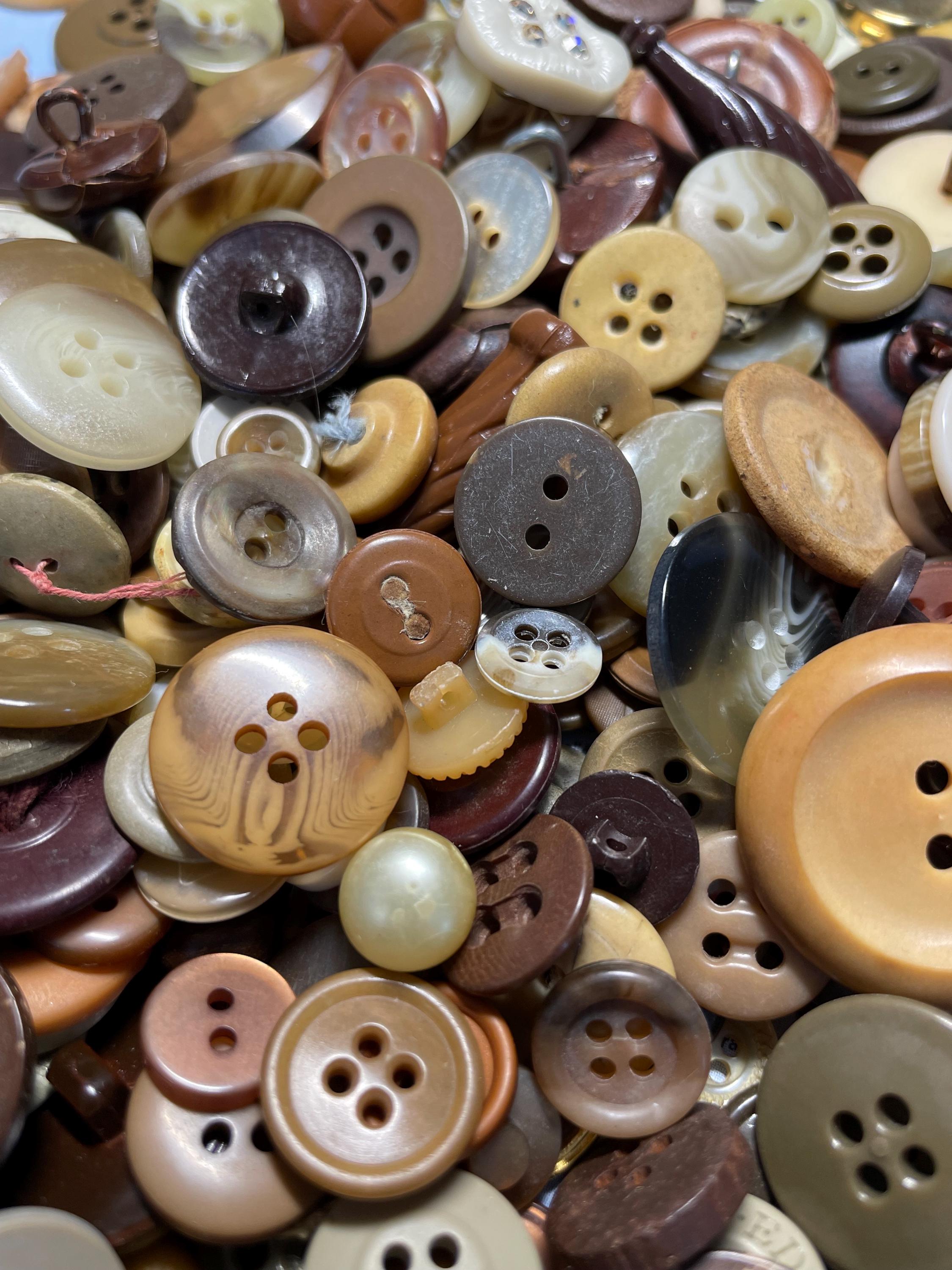 Vintage Brown and Tan Buttons- Set of 100; Crafts, Collection, Sewing ...