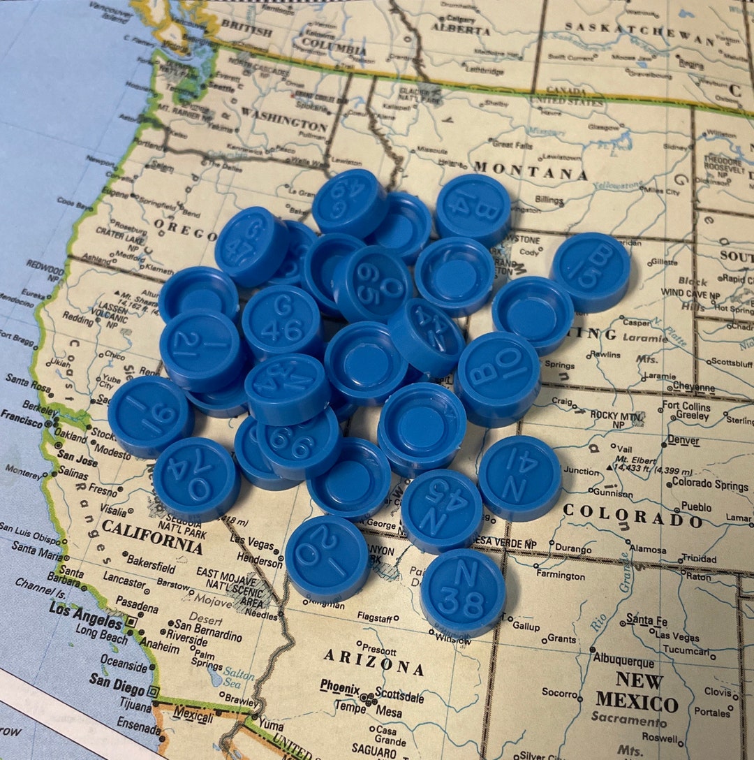 Vintage Blue Bingo Marker Pieces- Set of 24 - Etsy