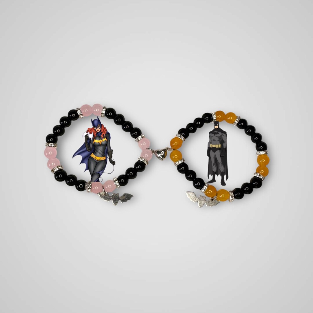 Batman and Batgirl Inspired Matching Magnetic Beaded Charm Bracelets - Etsy