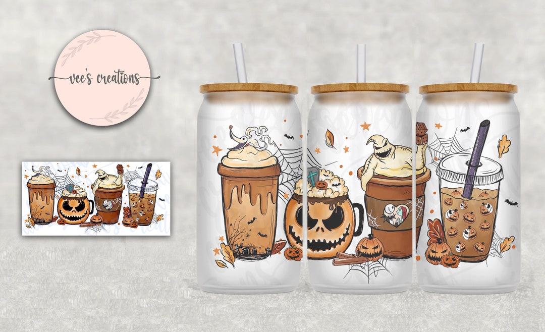 Oogie Boogie Coffee Cups Libbey Glass Wrap, 16 Oz 20oz Glass Can Wrap ...