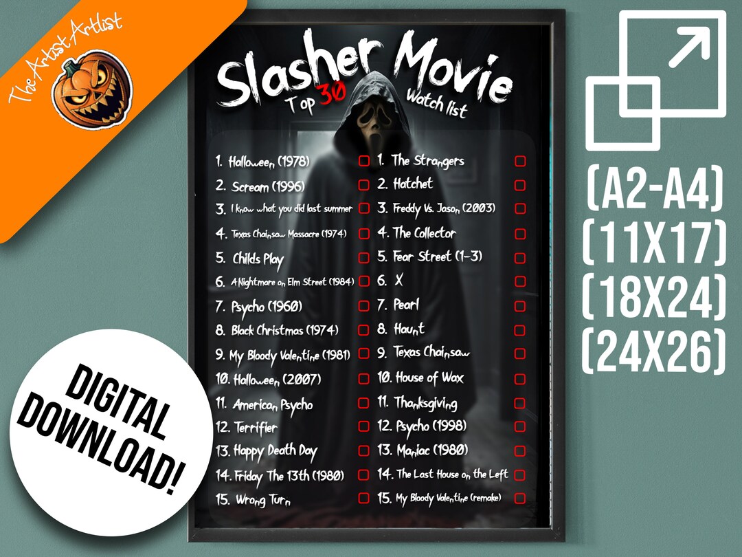 Horror Movie Checklist, Reward List, Wall Art, Slasher, Horror Poster ...