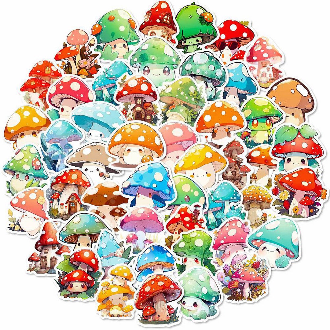 50 Kawaii Mushroom Stickers Scrapbooking - Etsy