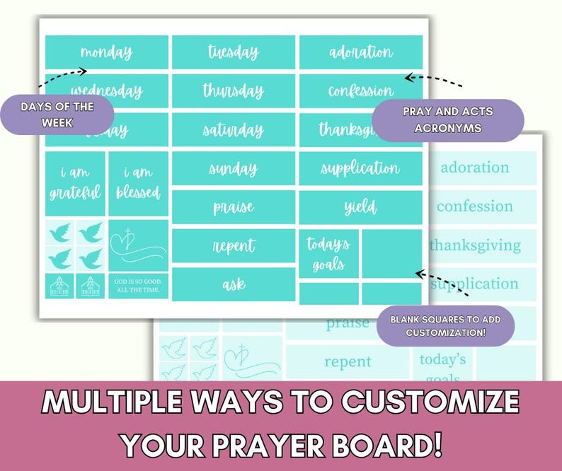 Teal Prayer Board Starter Kit | Prayer Board Kit | Prayer Vision Board ...