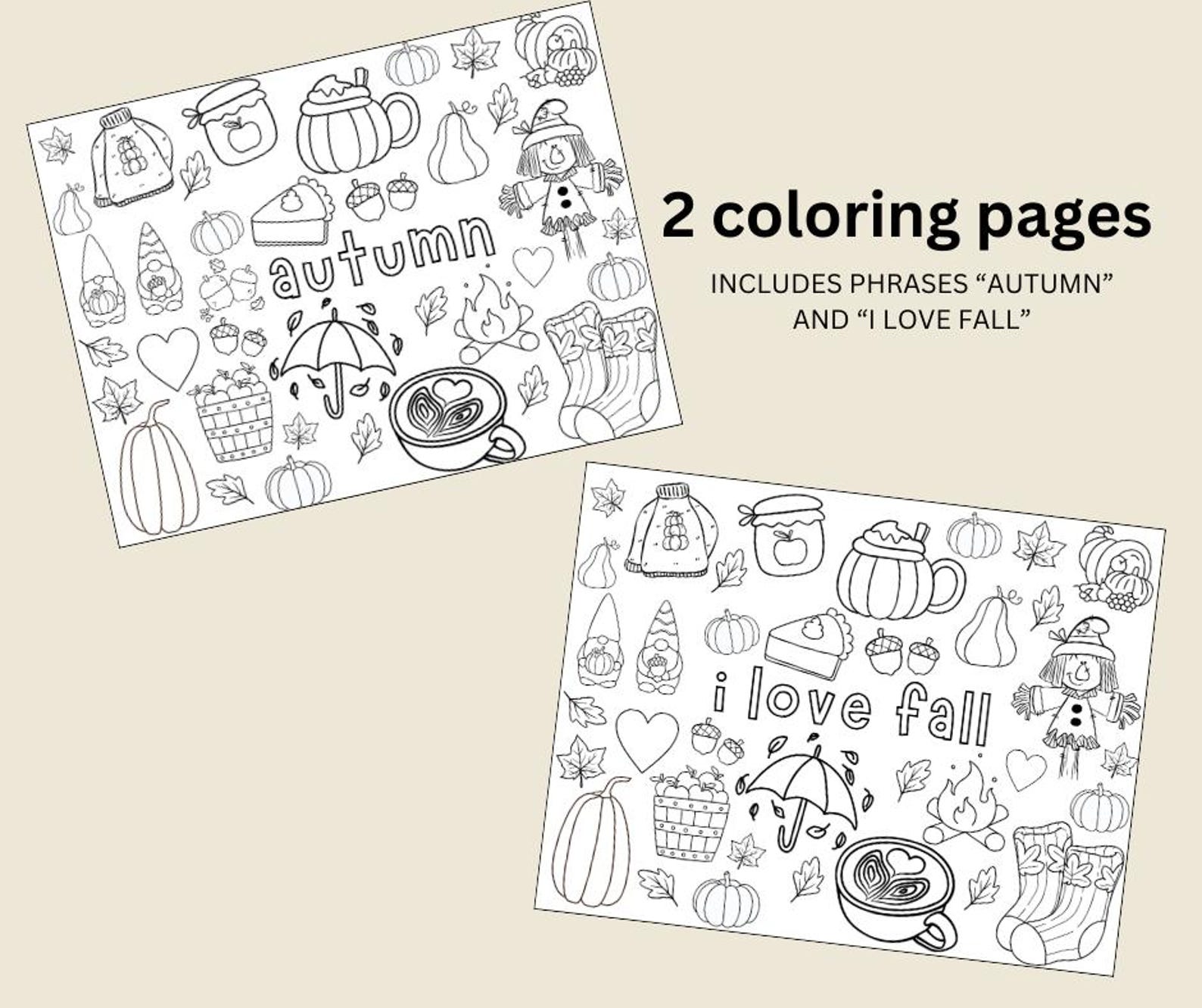 Autumn Coloring Pages | Fall Coloring Pages for Thanksgiving Placements ...