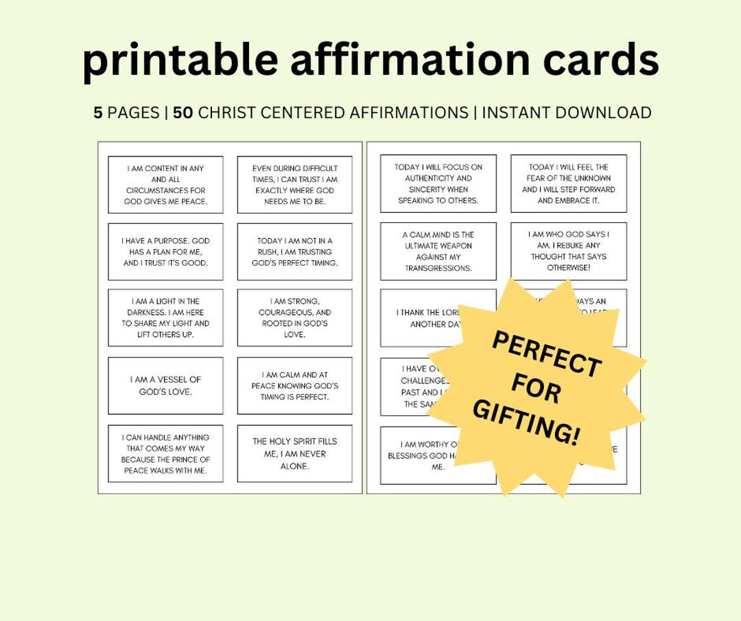 50 Printable Daily Devotionals Cards Bible Affirmations Faith-based ...