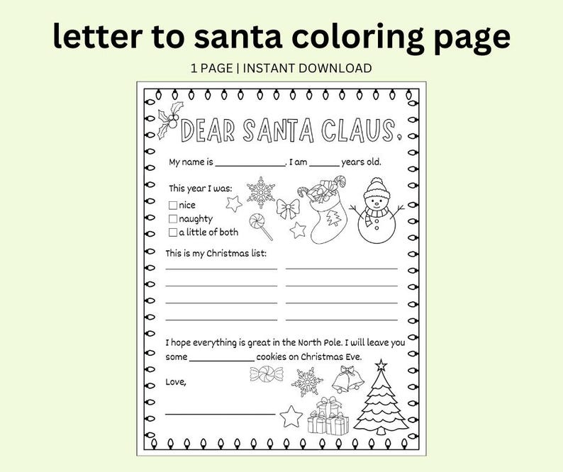 Letter to Santa Packages Christmas Coloring Page Printable Christmas ...