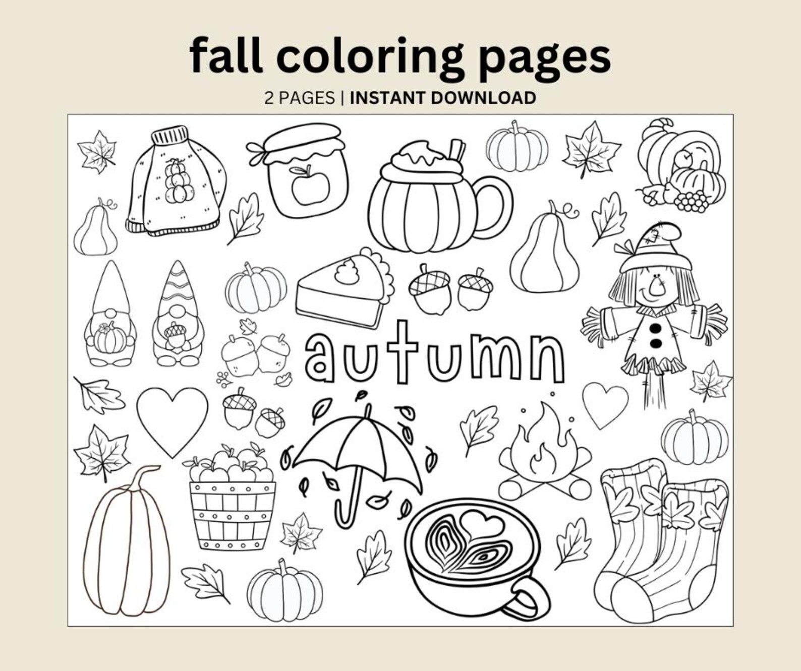 Autumn Coloring Pages | Fall Coloring Pages for Thanksgiving Placements ...