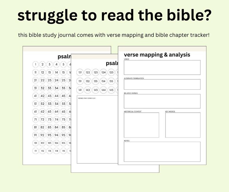 Bible Study Journal for Women Printable Bible Reading Tracker for Bible ...