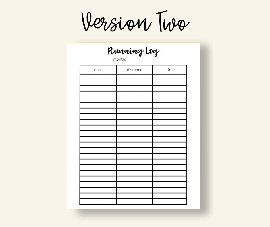 Running Log Printable | Jogging Log | Running Journal | Health ...