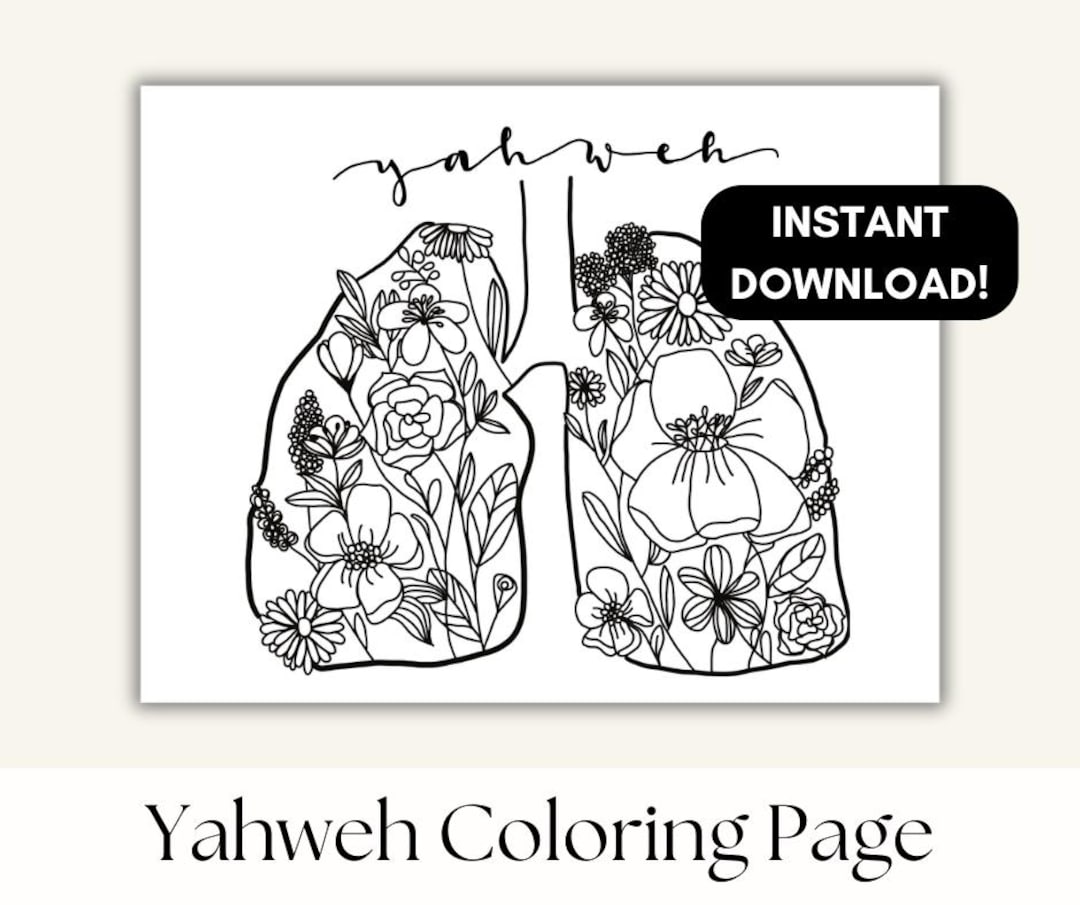 Hand Drawn Yahweh Coloring Page Names of God Printable Yahweh Lungs ...
