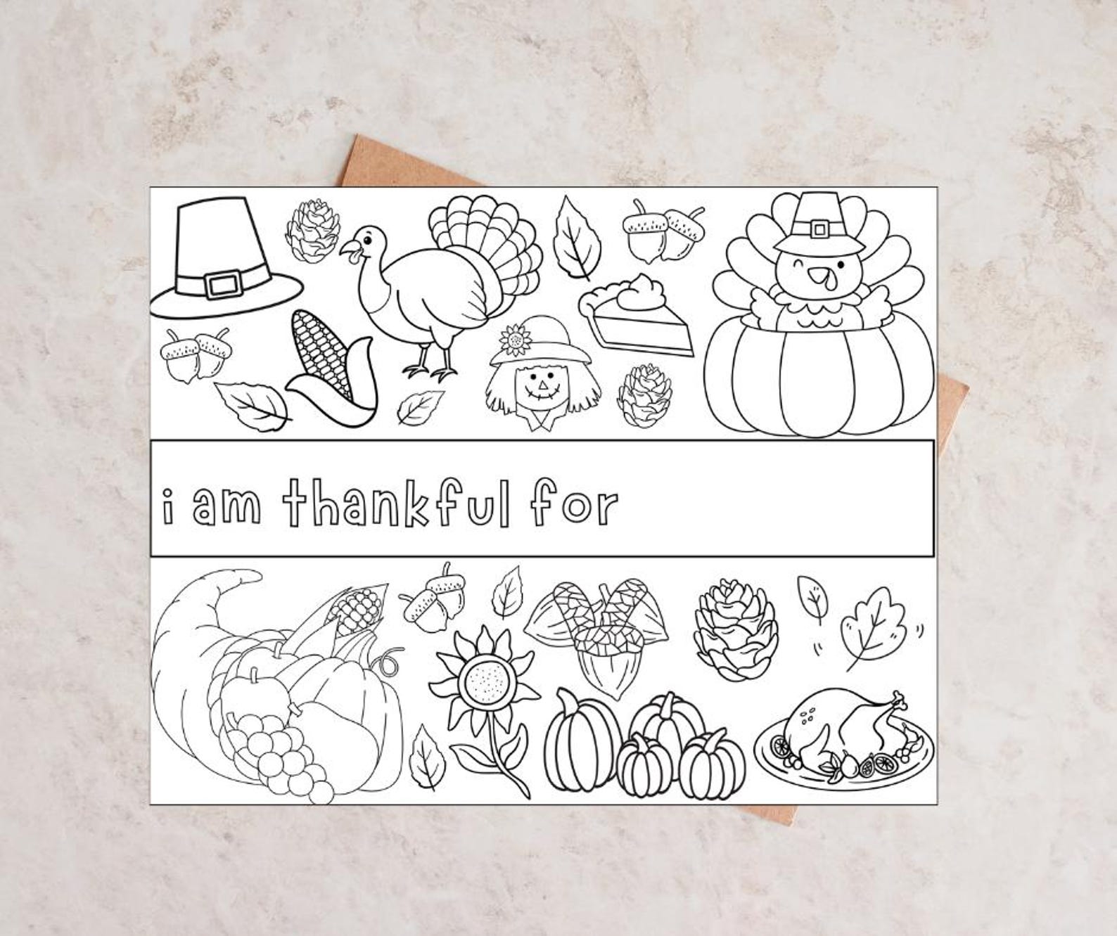 I Am Thankful for Coloring Page for Thanksgiving Placement or Fall Kids ...