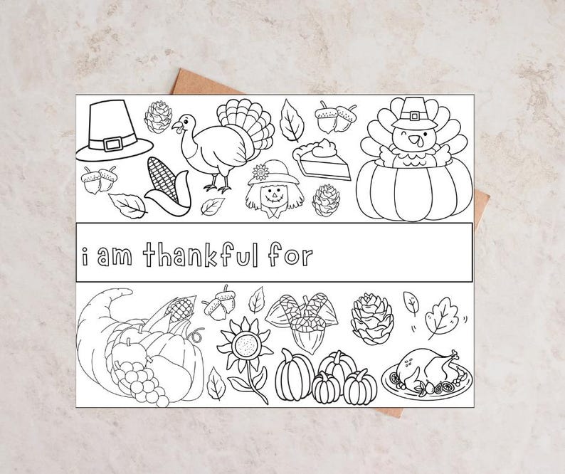 I Am Thankful for Coloring Page for Thanksgiving Placement or Fall Kids ...