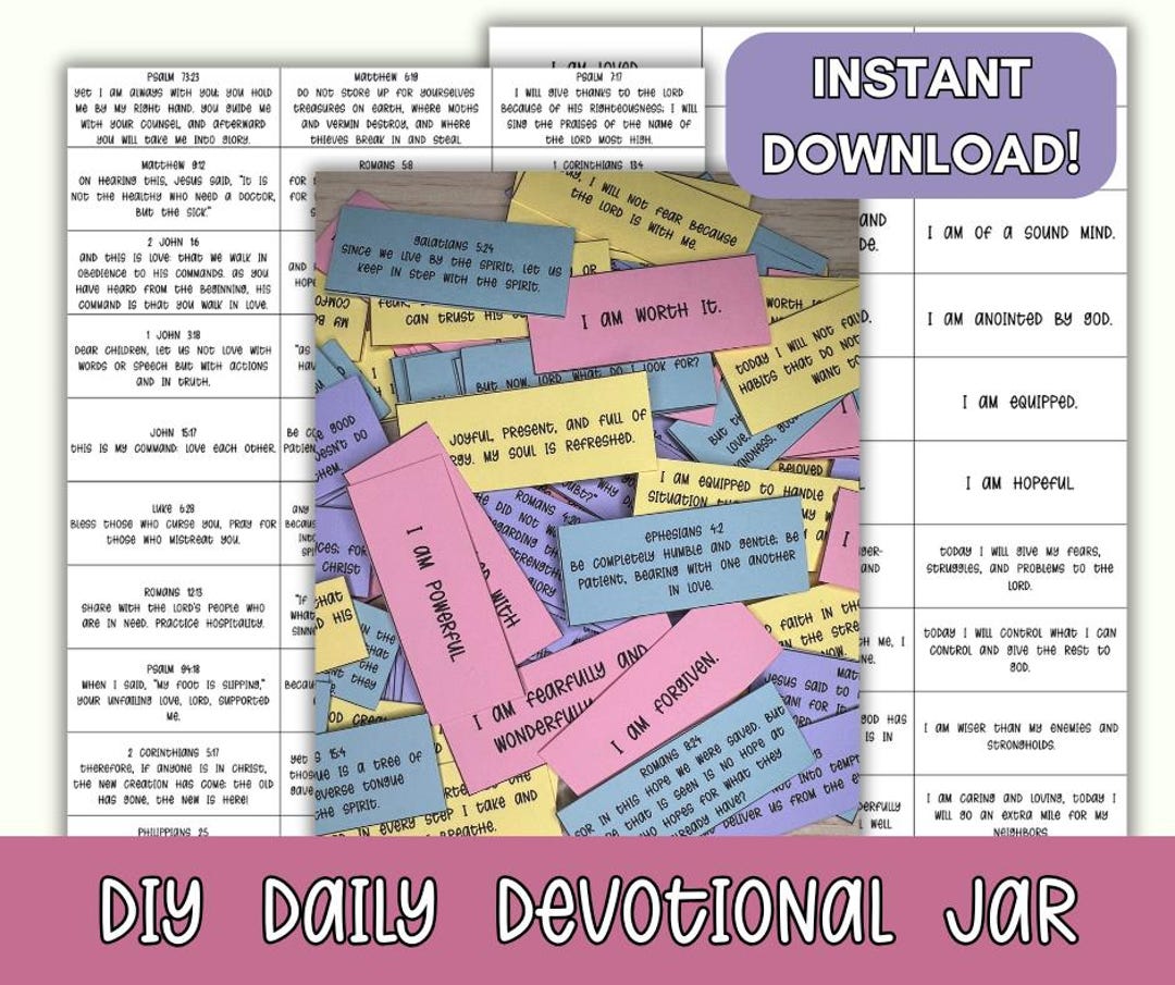 365 DIY Daily Devotional Jar Printable - Unique Gift Idea, Prayer Cards ...