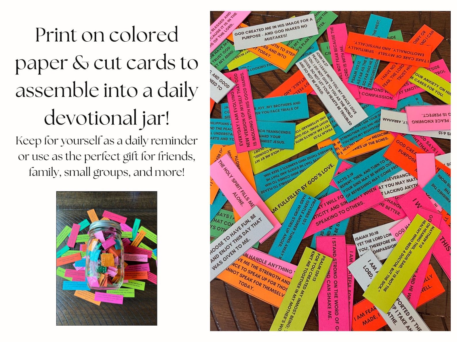 365 DIY Daily Devotional Jar Printable Gift Idea Scripture Prayer Cards ...